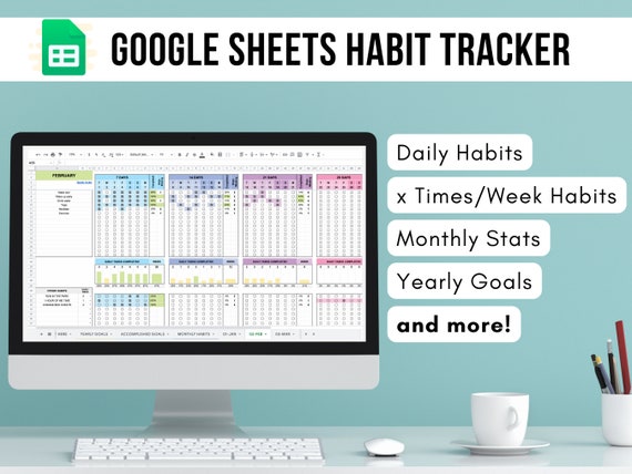 Habit Tracker Google Sheets Spreadsheet Daily Habit Tracker - Etsy