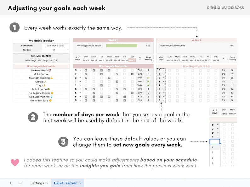 12-week Habit Tracker: Google Sheets Digital Planner Template - Etsy