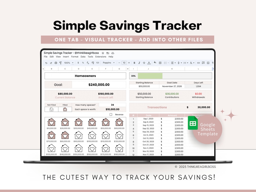 Savings Goal Tracker: Personal Finance Google Sheets (digital Download ...