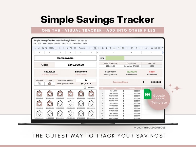 Savings Goal Tracker: Personal Finance Google Sheets (digital Download ...