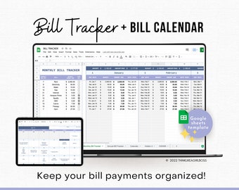 Bill Tracker Spreadsheet, Google Sheets Bill Tracker, Bill Payment ...