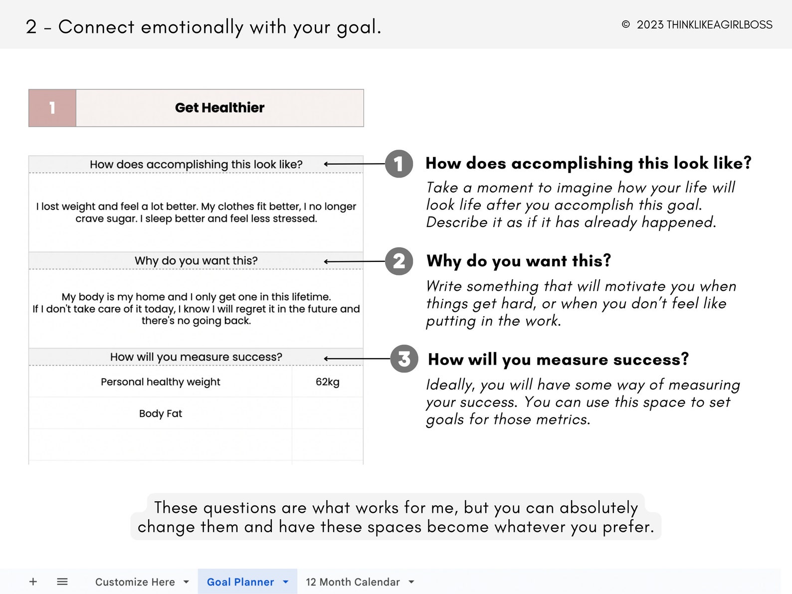 Digital Goal Planner: Google Sheets Template (undated) - Etsy
