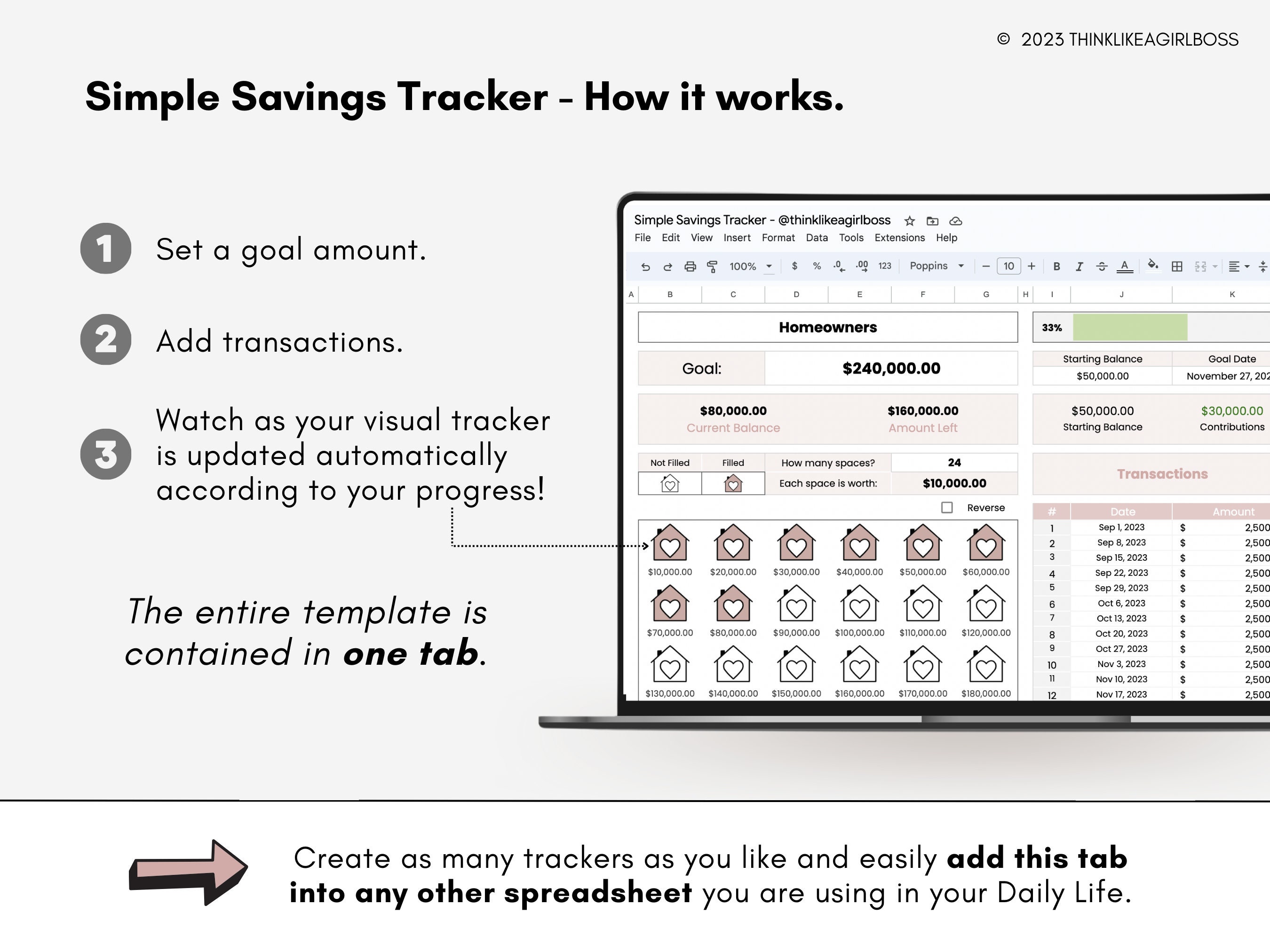 Savings Goal Tracker: Personal Finance Google Sheets (digital Download ...