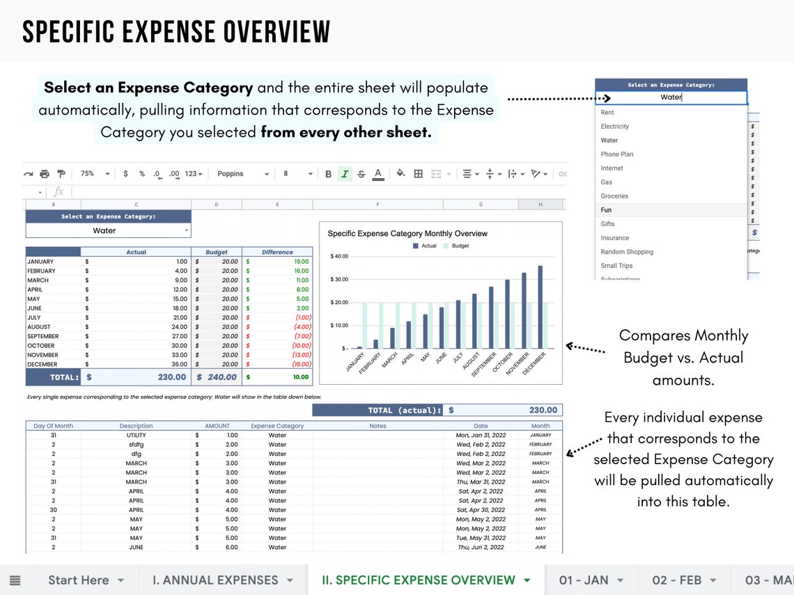 Expense Tracker Google Sheets Spreadsheet Business Expense - Etsy