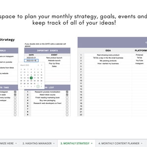 Content Planner Google Sheets, Social Media Content Calendar, Social ...