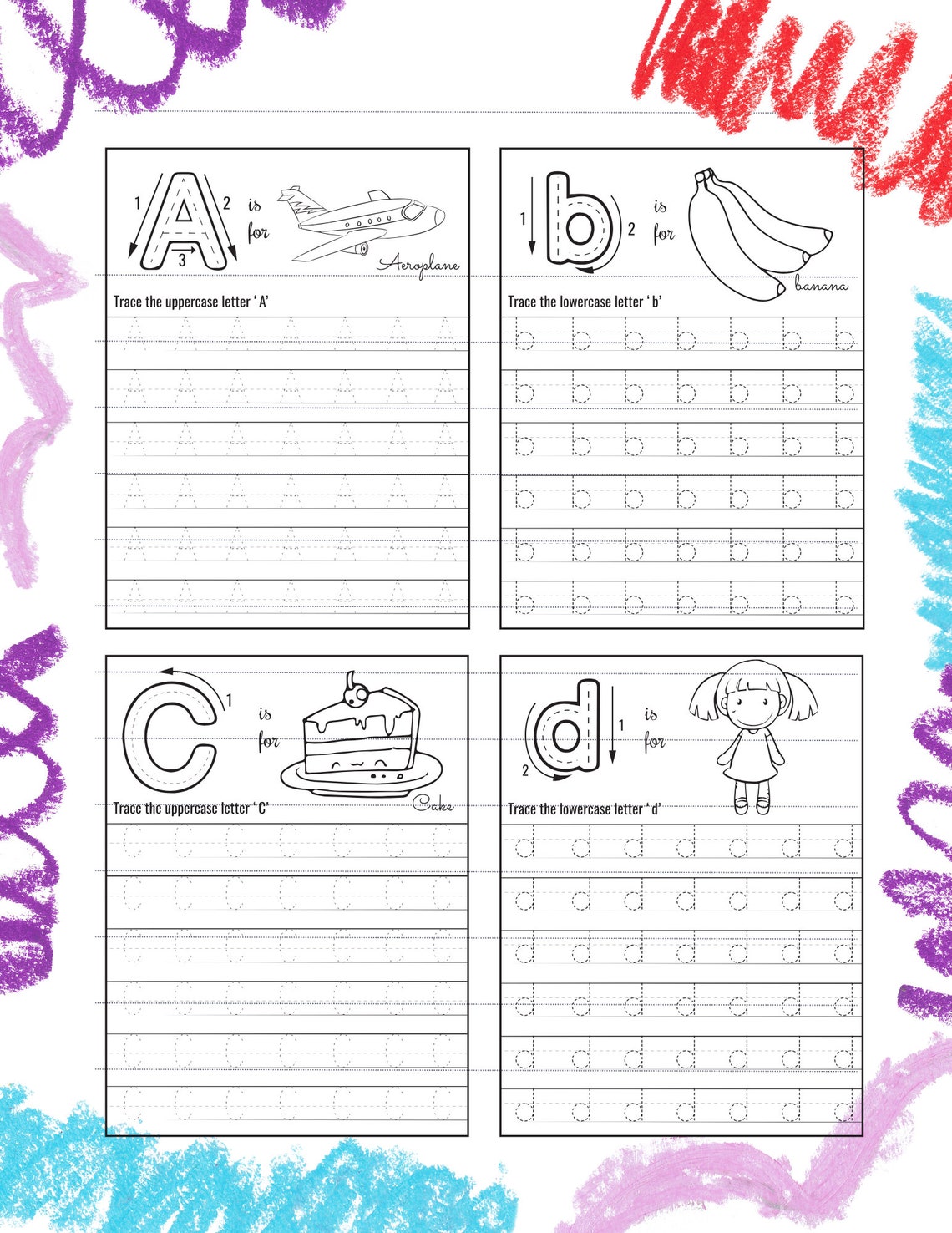 Alphabet Tracing and Coloring Book - Etsy