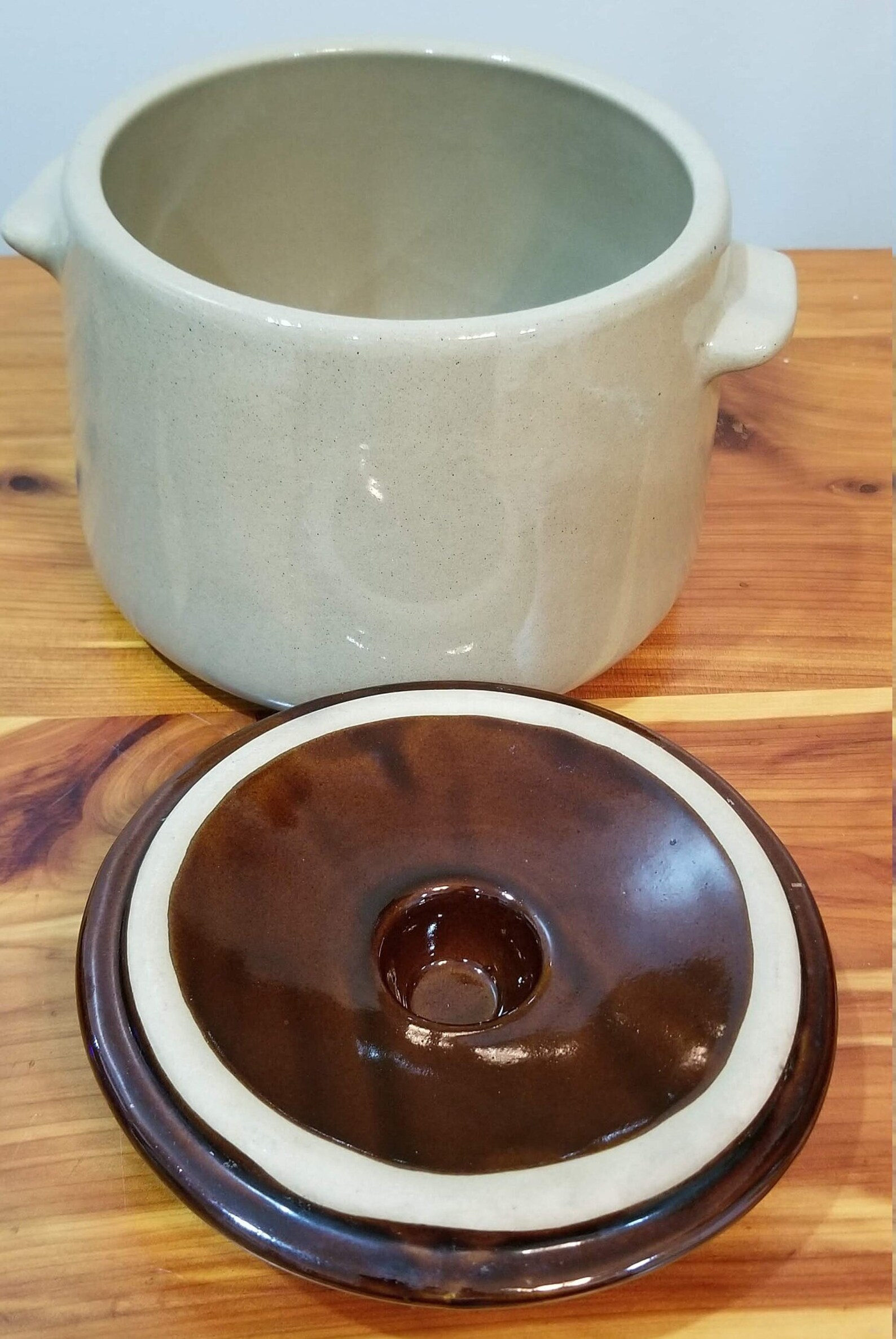 Vintage West Bend Colonial Stoneware Fork & Spoon Crock W/lid I Great ...