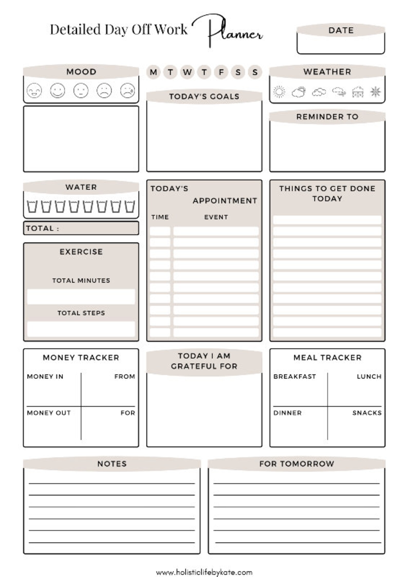 Daily Life Planner, Balanced Life Plan, Goal Setting, Work From Home ...