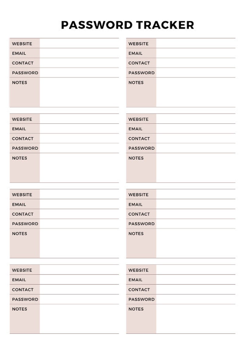 Password Tracker Printables | Password Keeper | Password Notebook - Etsy