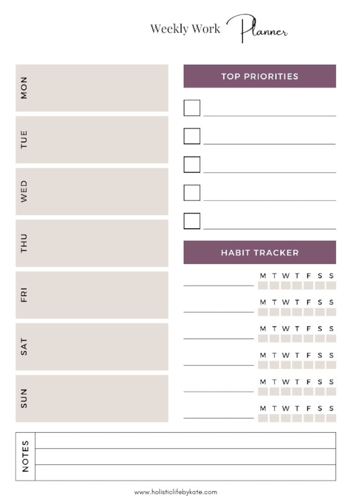 Daily Life Planner, Balanced Life Plan, Goal Setting, Work From Home ...