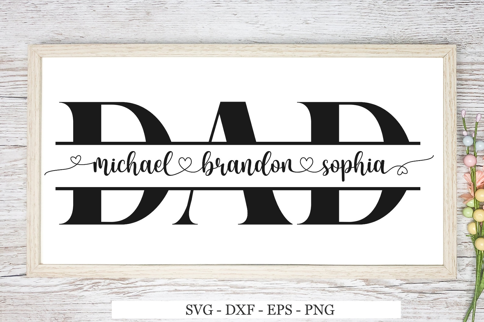 Dad Split Svg, Father Svg, Father's Day Svg, Dad Split Name Frame Svg ...