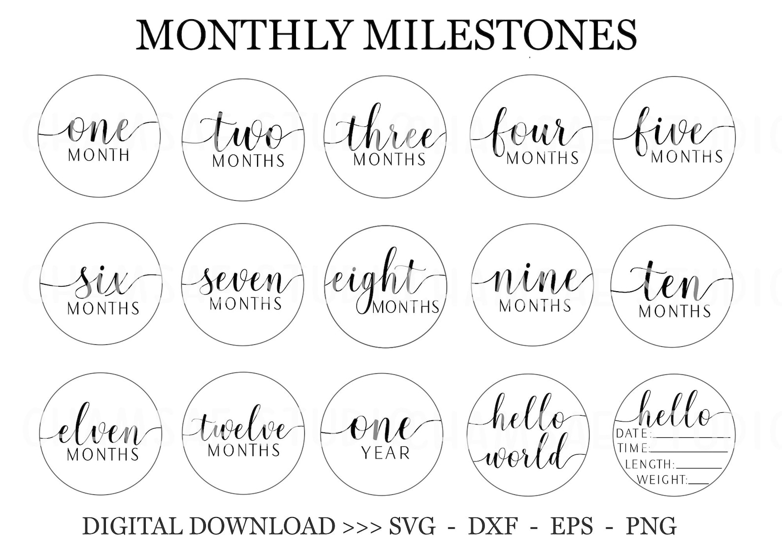 15 Baby Monthly Milestone Svg Bundle , Baby Monthly Milestone Rounds ...