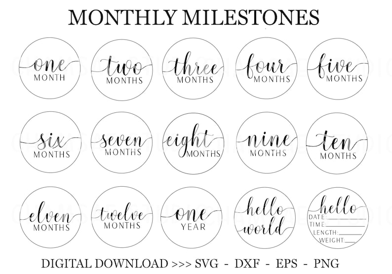 15 Baby Monthly Milestone Svg Bundle Baby Monthly Milestone - Etsy