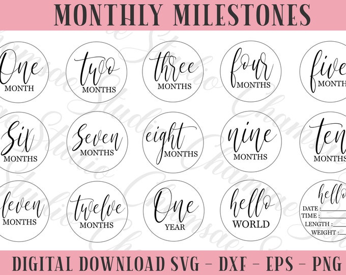 Baby Milestone Rounds SVG, Birth Stats SVG, Baby Announcement Svg ...