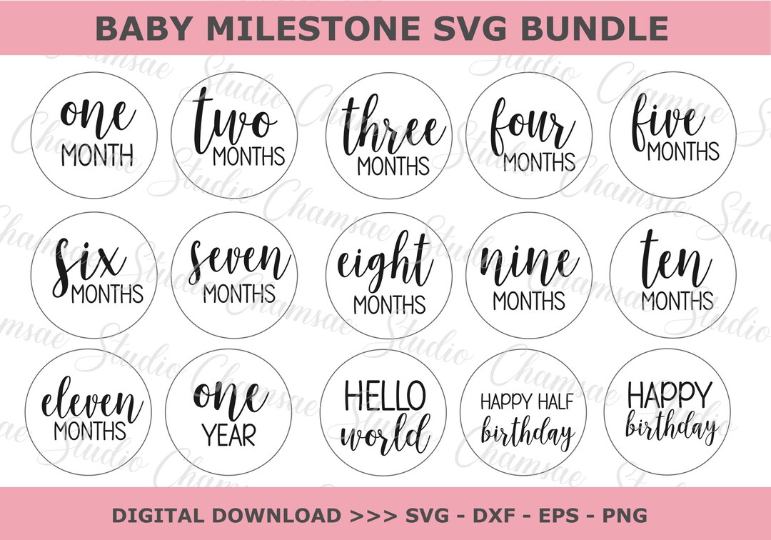 Baby Monthly Milestone Rounds SVG, Monthly Milestone for Baby ...