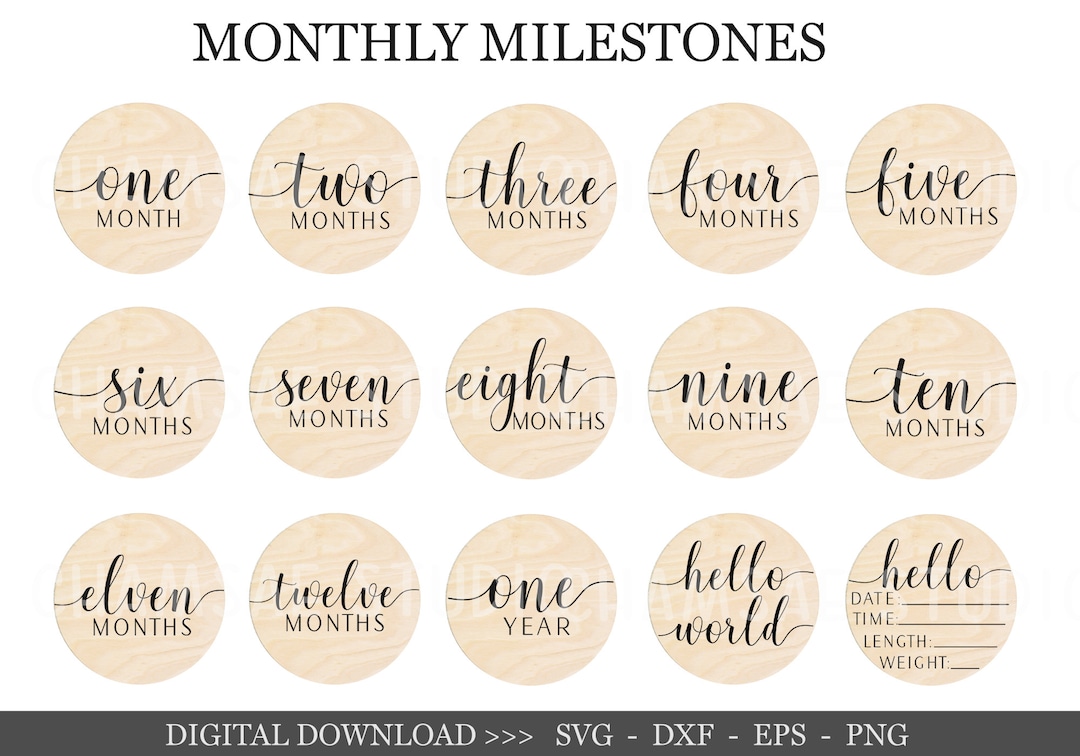 15 Baby Monthly Milestone Svg Bundle , Baby Monthly Milestone Rounds ...