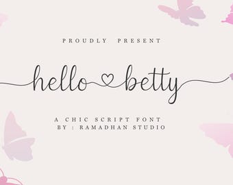 Heart Script Font, Script Font, Font With Hearts Ttf Font With Tails, Heart Font, Wedding Font ...