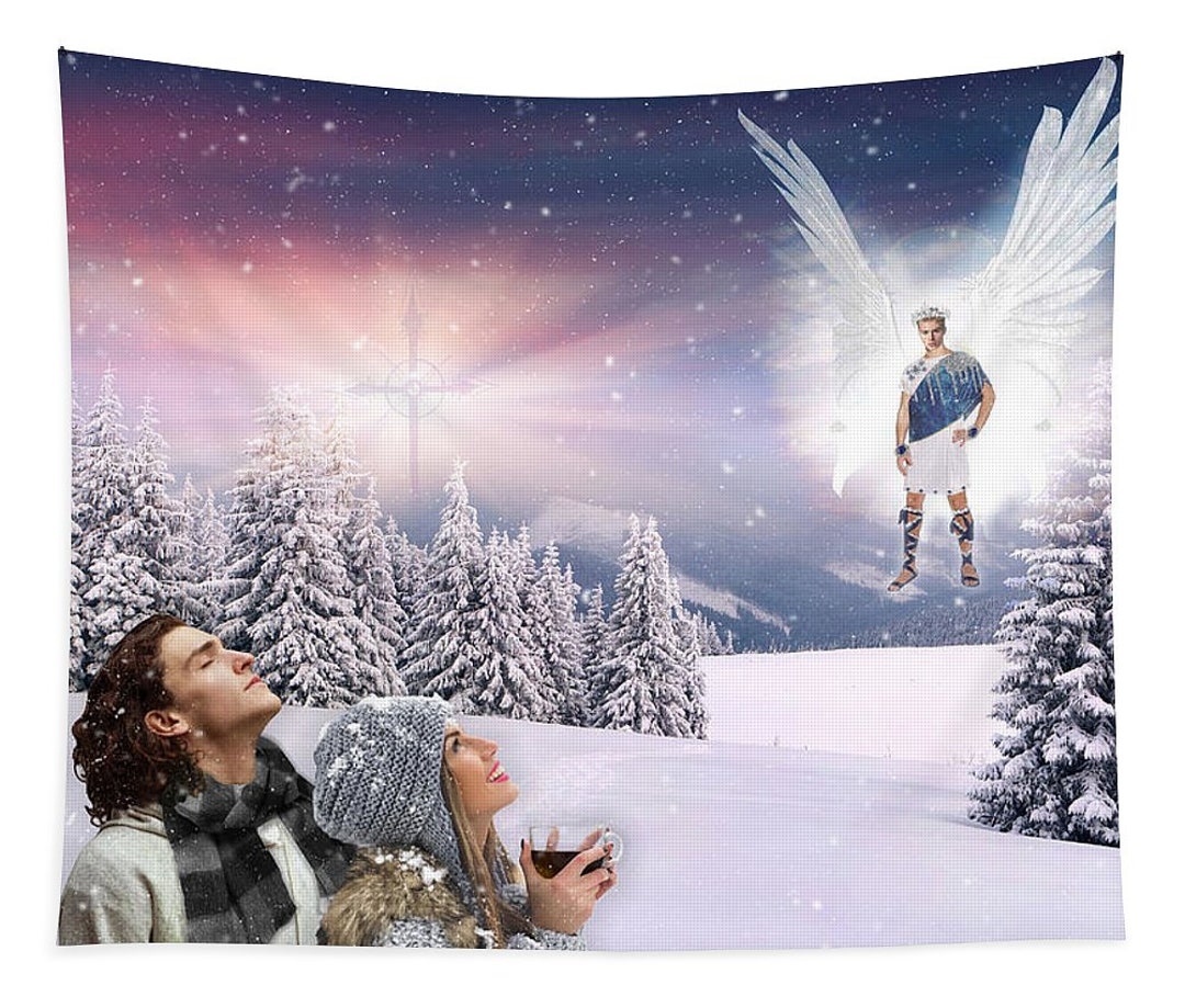 Angelic Visitation in a Winter Wonderland Prophetic Art on a Tapestry 3 ...