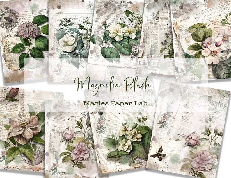 FLOWERS Collages, VINTAGE, Printable Ephemera, Embellishments ...