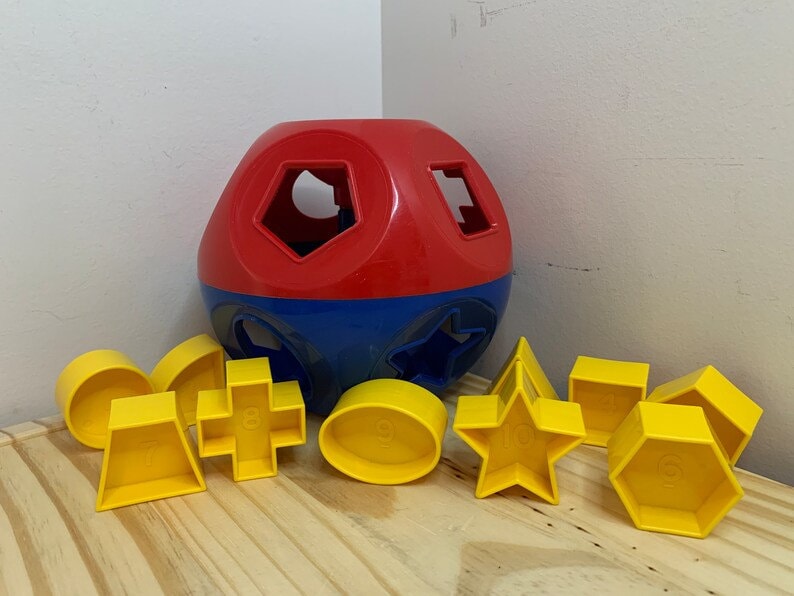 Vintage Tupperware Shape O Ball Complete Classic Tupper Toys Red and ...