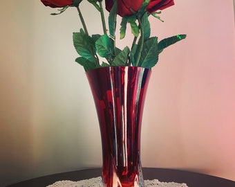 Red Square Glass Vase - Etsy