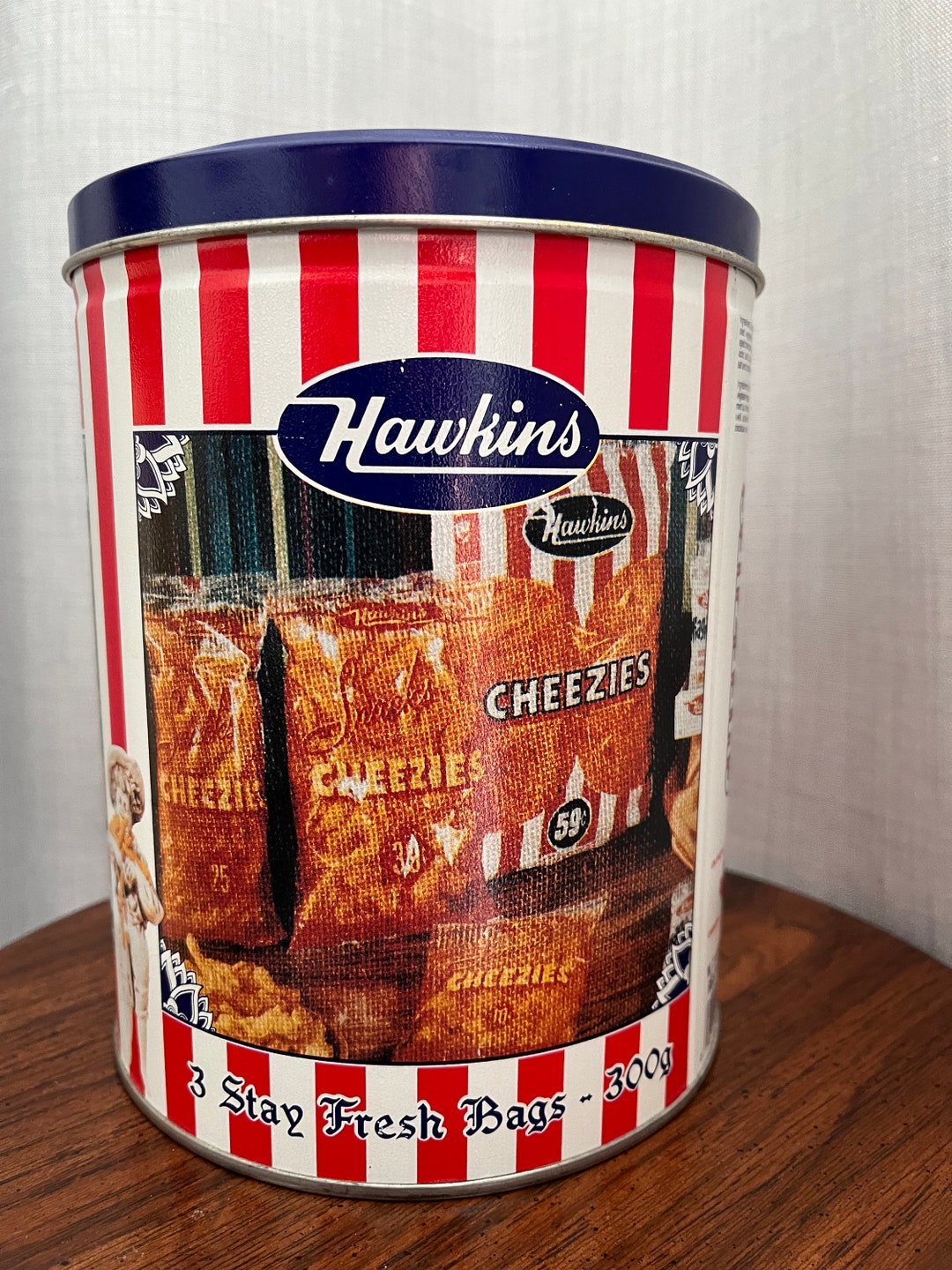 Vintage Round Hawkins Cheezies Tin Nostalgiac MCM Decor - Etsy