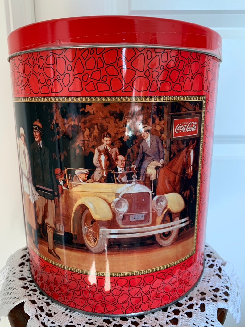 Vintage Large Round Coca-cola Tin Party PAC Gourmet Popcorn Advertising ...