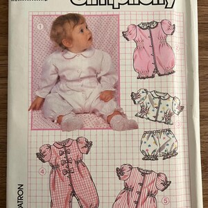 Vintage 1980’s Simplicity Baby Clothes Sewing Patterns 8467. Sizes 6 ...