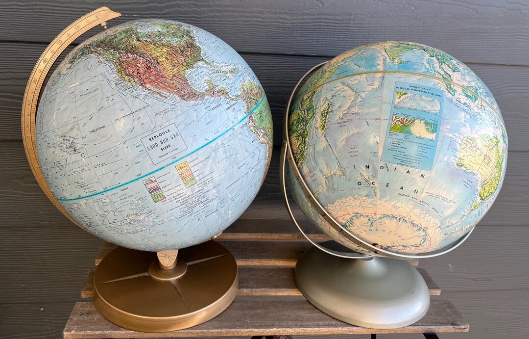 Vintage 12” Diameter Blue Globes 1980’s 14” Tall Home Decor - Etsy