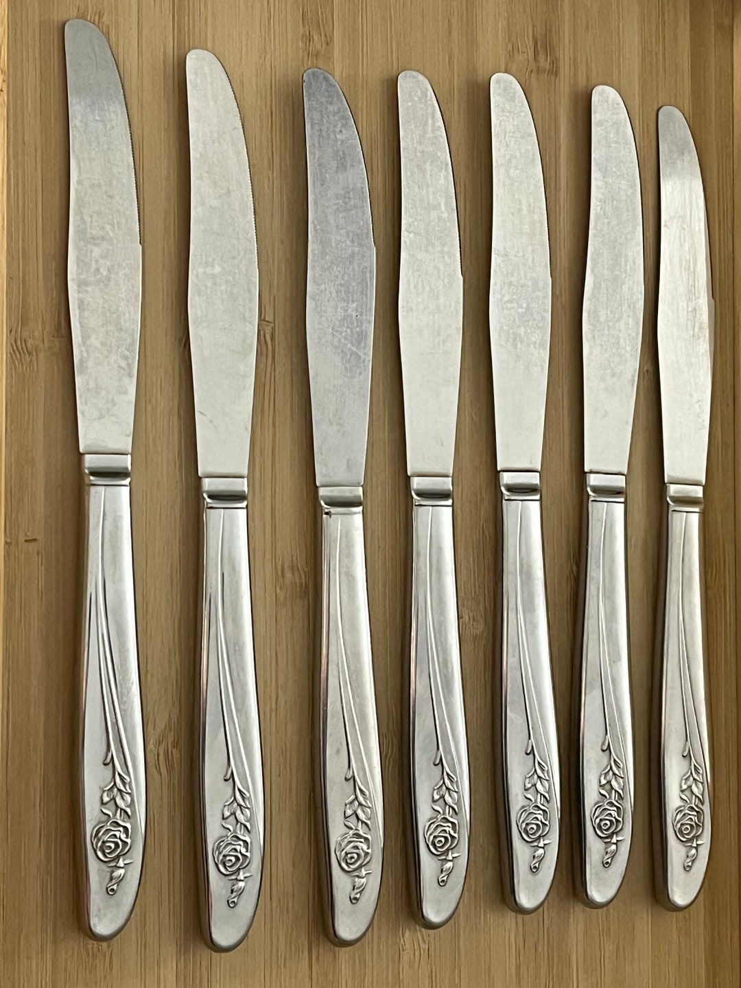 Vintage Set of 7 Matching Utensils Stainless Steel Butter Knives With ...