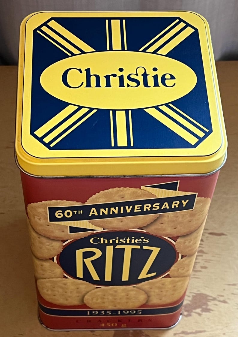 Vintage Christie’s Ritz Cracker Tin Biscuits 60th Anniversary 1935 ...