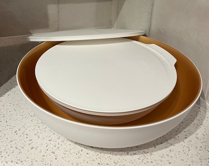 Tupperware Allegra Radiance Nesting Bowls Set of 2 White With Gold ...