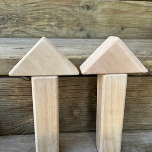 Lot of Natural Wooden Blocks - Triangles, Square, Cylinders, Columns ...