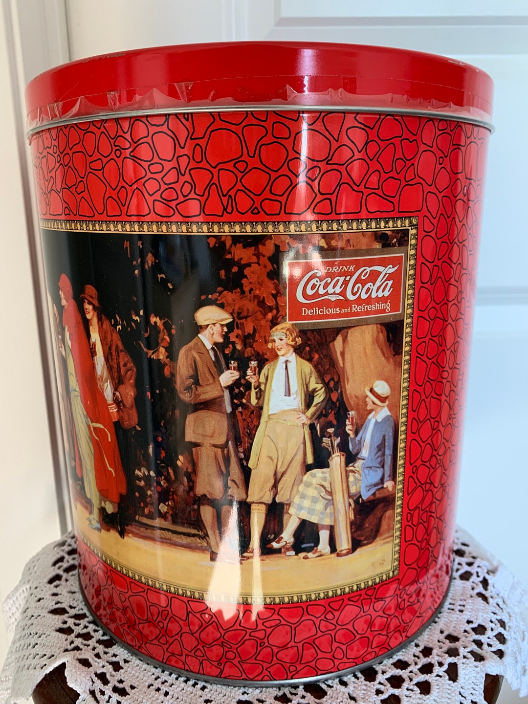 Vintage Large Round Coca-cola Tin Party PAC Gourmet Popcorn Advertising ...