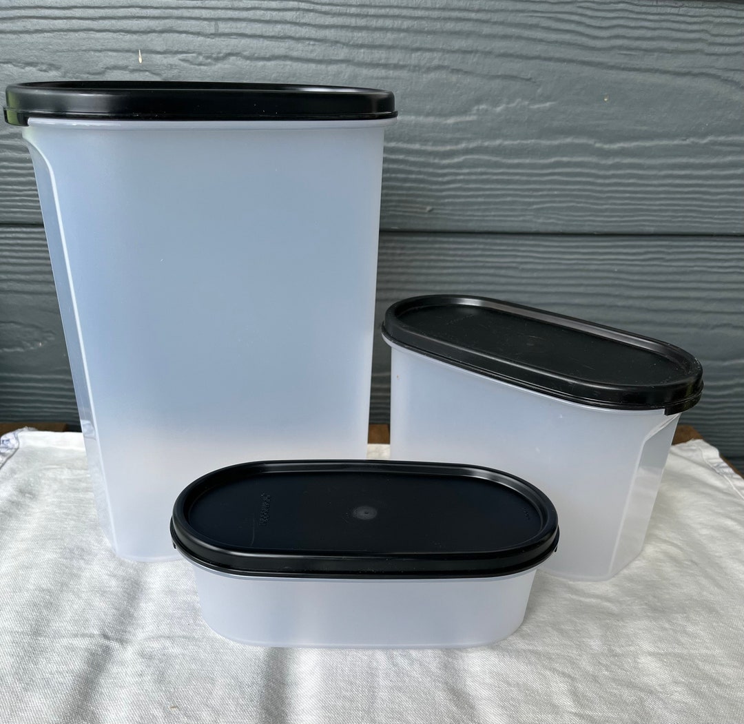 Lot of 3 Tupperware Modular Mates Storage Containers 1, 2, 4 With Black ...