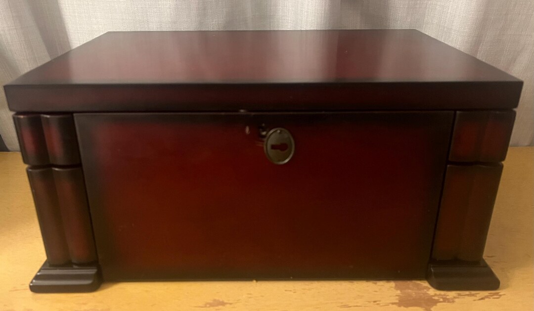 Vintage Bombay Jewelry Box Hinged Mirrored Top 6 Drawers 4 Swing Out ...