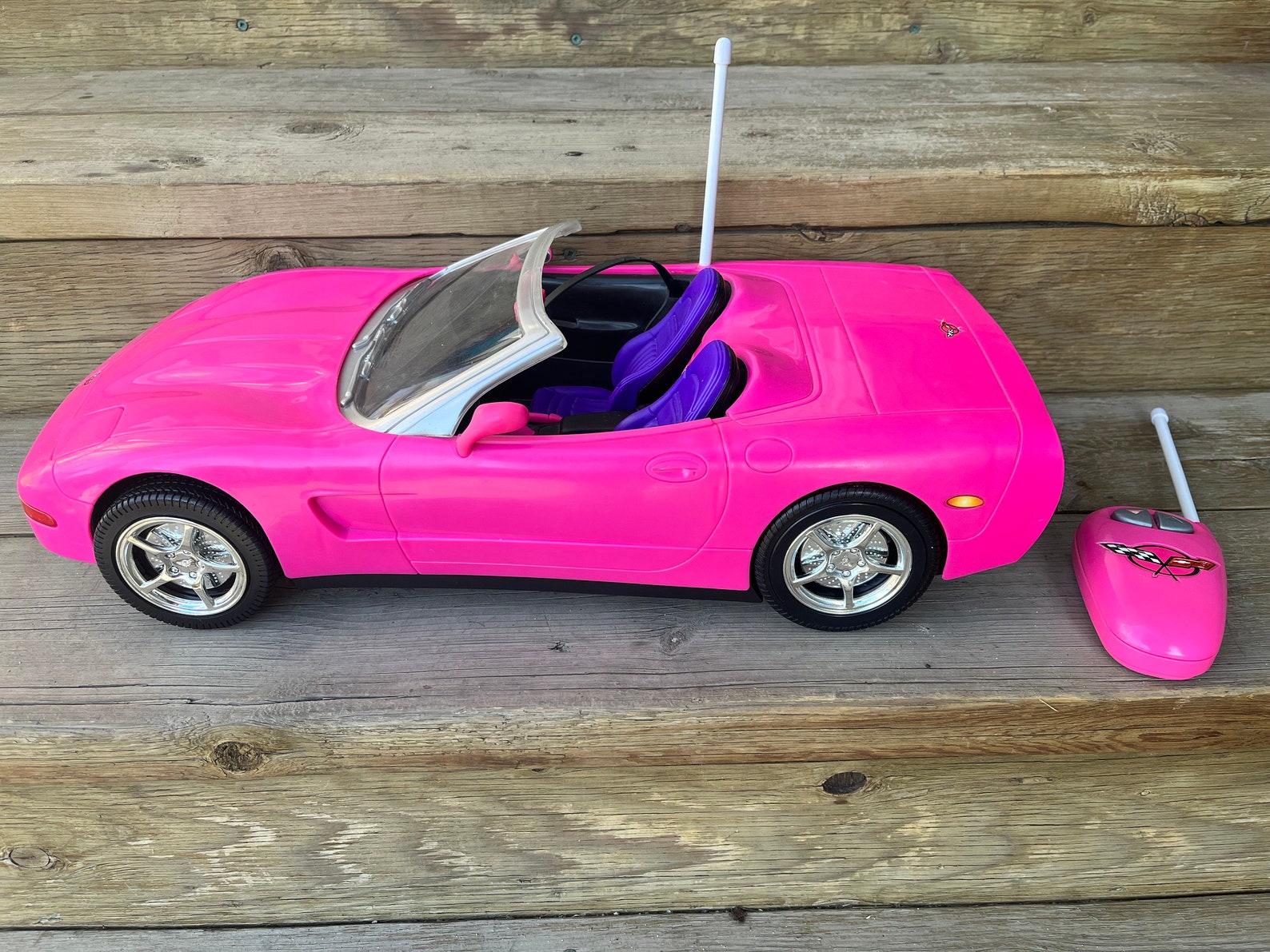 Vintage 2001 Mattel Hot Pink Barbie Doll Car Remote Control Battery Toy ...
