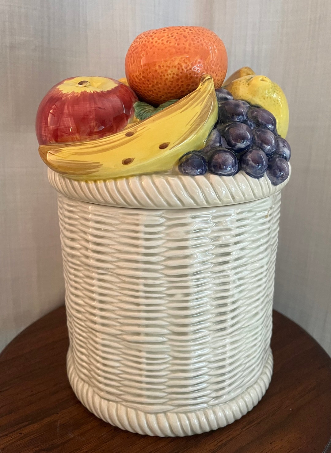 Vintage Fritz and Floyd 1988 Ceramic Calypso Canister Wicker Basket ...