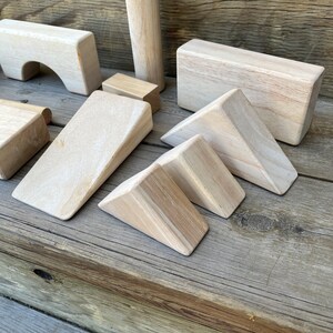 Lot of Natural Wooden Blocks - Triangles, Square, Cylinders, Columns ...