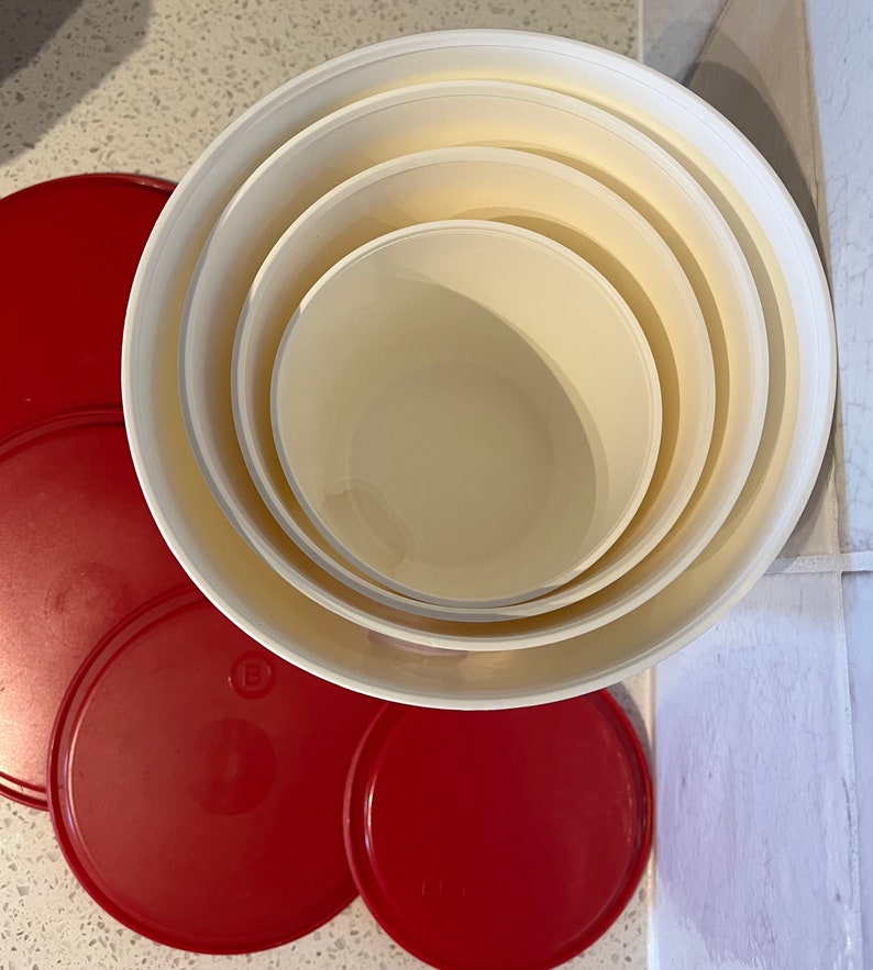 Tupperware One Touch Canister Set of 4 White With Viewing Panels and ...