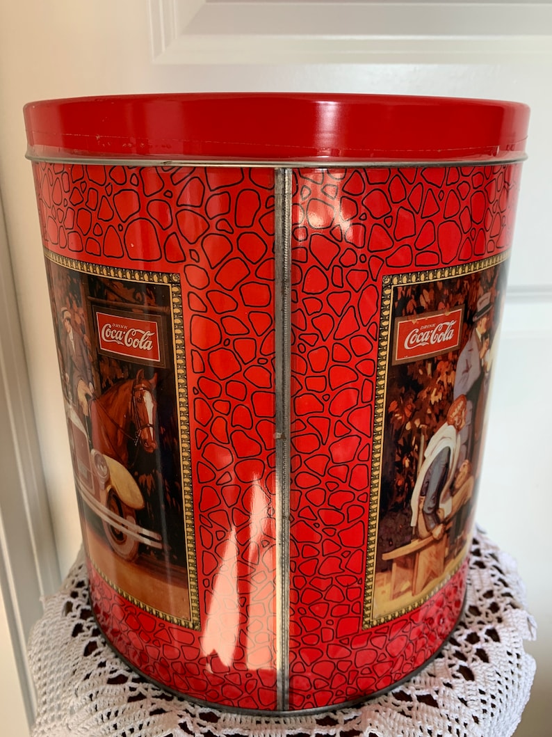 Vintage Large Round Coca-cola Tin Party PAC Gourmet Popcorn Advertising ...