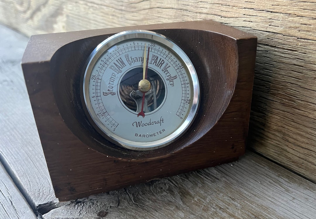 Vintage Woodcraft Barometer Humidity Gauge Table Desk Office Decor ...