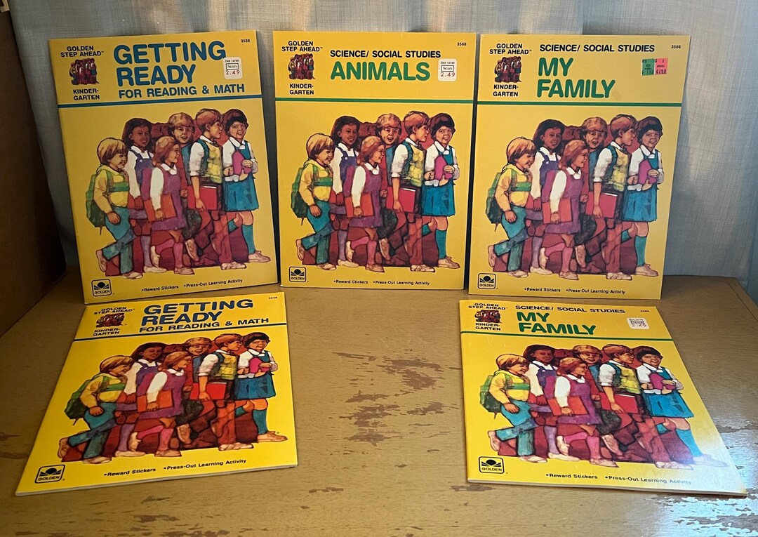 Vintage 1984 Golden Step Ahead Kindergarten School Books. Homeschool ...