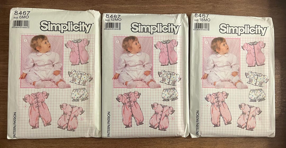 Vintage 1980’s Simplicity Baby Clothes Sewing Patterns 8467. Sizes 6 ...