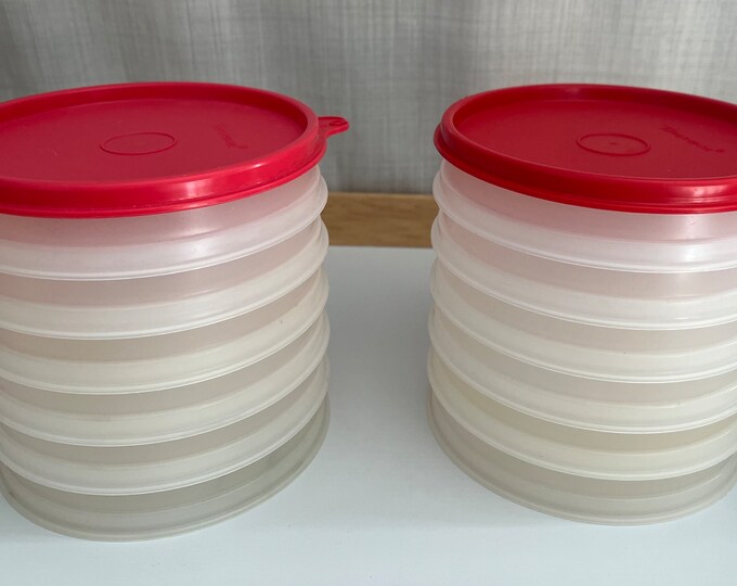 Vintage Tupperware Hamburger Maker 7 Pieces 6 Freezer Keepers With 1 ...