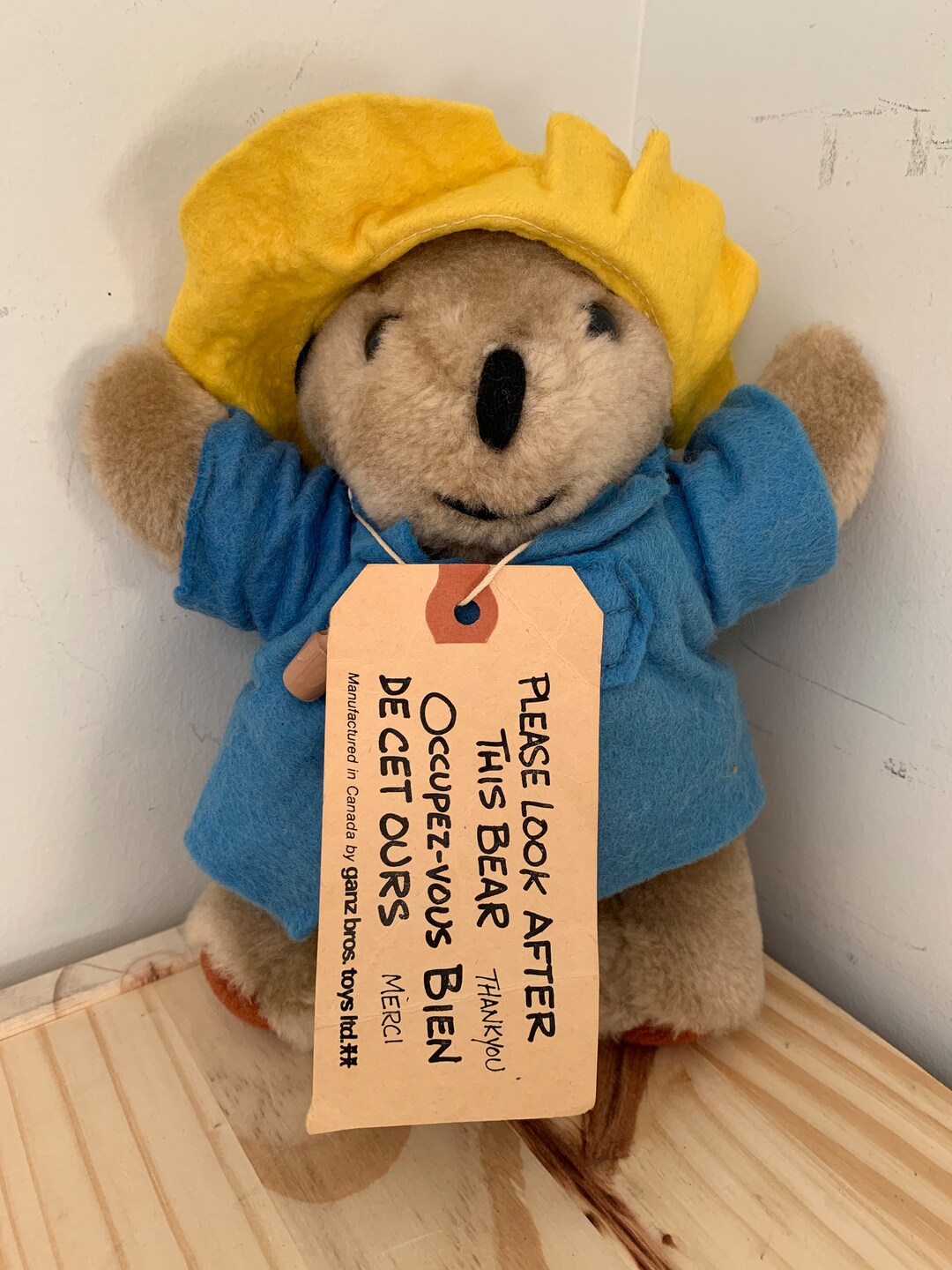 Vintage 8” Padding Bear Yellow Hat With Tag Eden Toys 1977 Teddy Bear ...