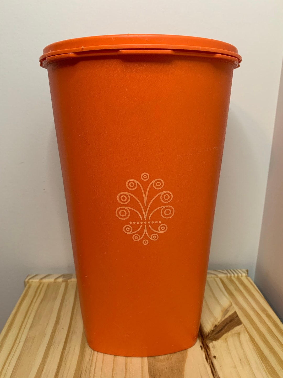 Vintage Tupperware Orange Large Canister 1222 With Matching Starburst ...