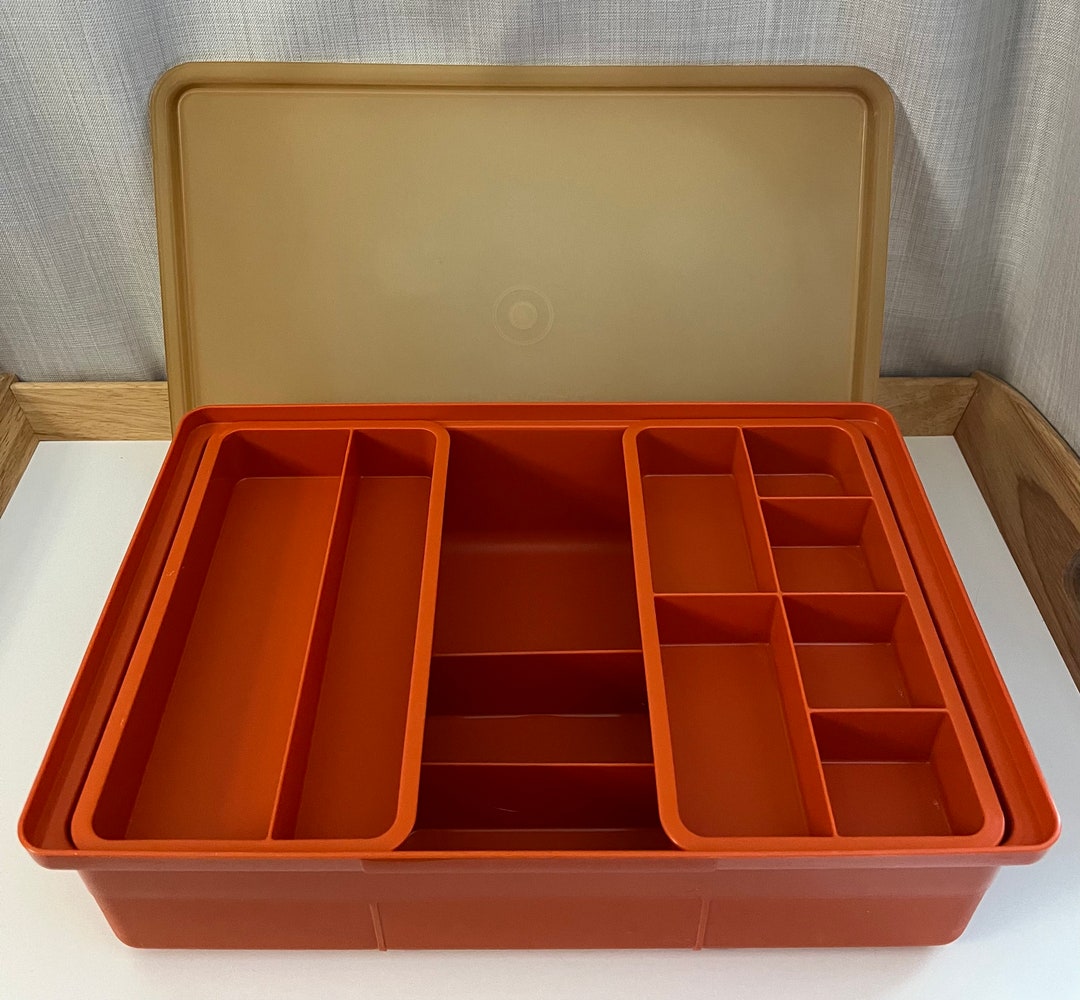 Vintage Tupperware Tuppercraft Organizer With Aged Lid Burnt Orange ...