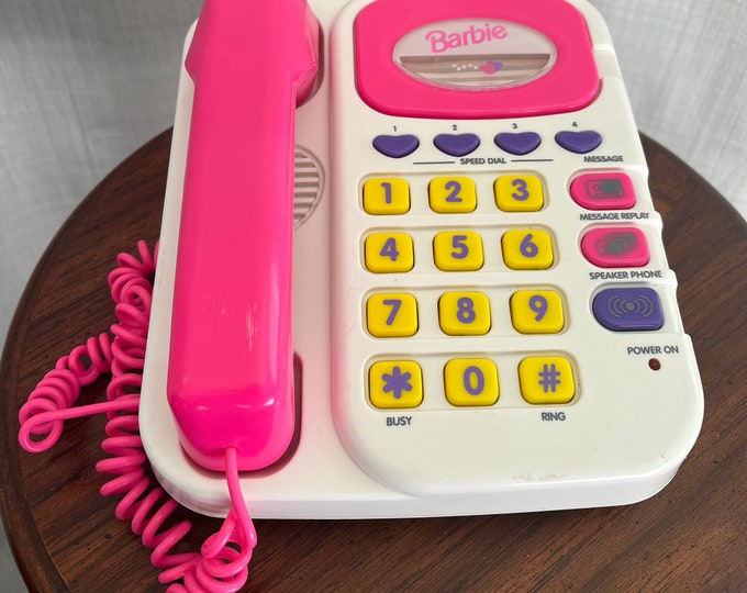 Vintage 1995 Mattel Pink Barbie Super Talking Phone Answering Machine ...