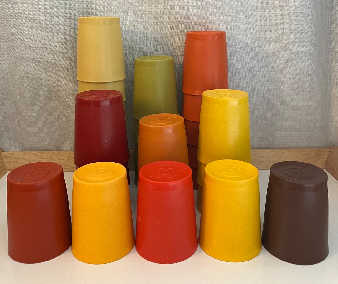 Vintage Tupperware Fall Harvest Tumblers 6 Fl Oz, 1251 Stackable Cups ...